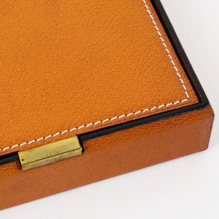 Longchamp France Hand-Stitched Cognac Leather Box, 1940s For Sale at ...