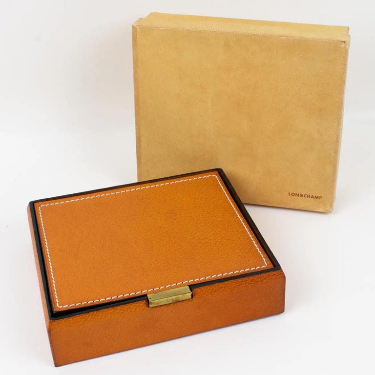 Longchamp France Hand-Stitched Cognac Leather Box, 1940s For Sale at ...