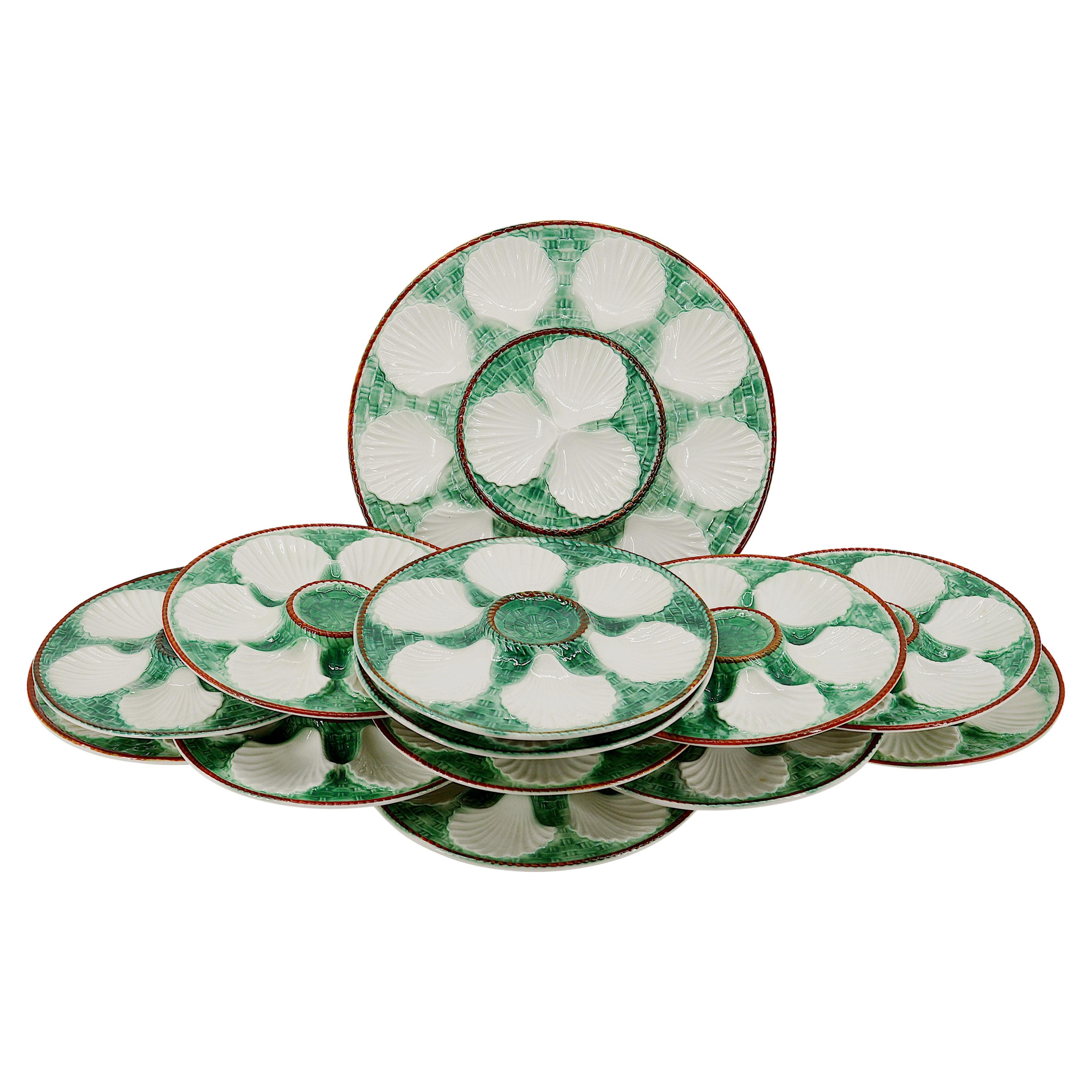 Murano Green Art Glass Italian Service Dinnerware Plate Set Italy 28 ...