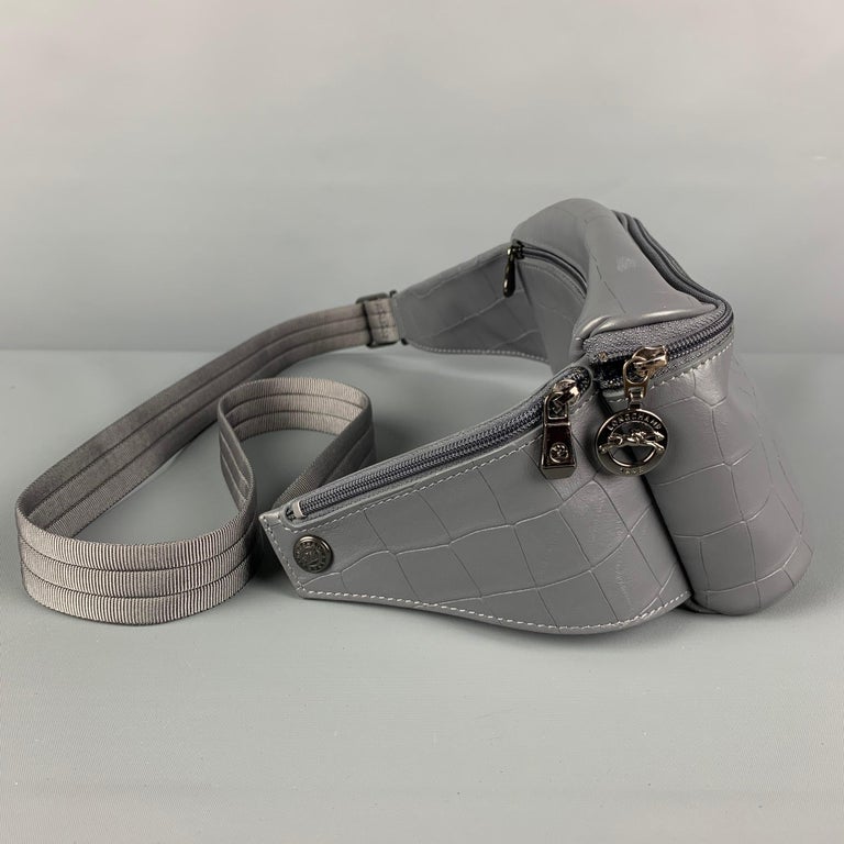 LONGCHAMP Grey Embossed Leather Belt Bag For Sale at 1stDibs