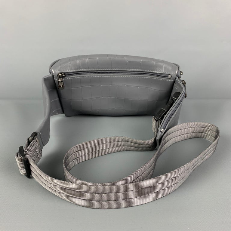 LONGCHAMP Grey Embossed Leather Belt Bag For Sale at 1stDibs