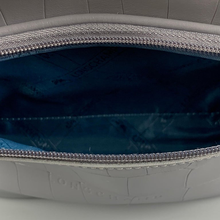 LONGCHAMP Grey Embossed Leather Belt Bag For Sale at 1stDibs