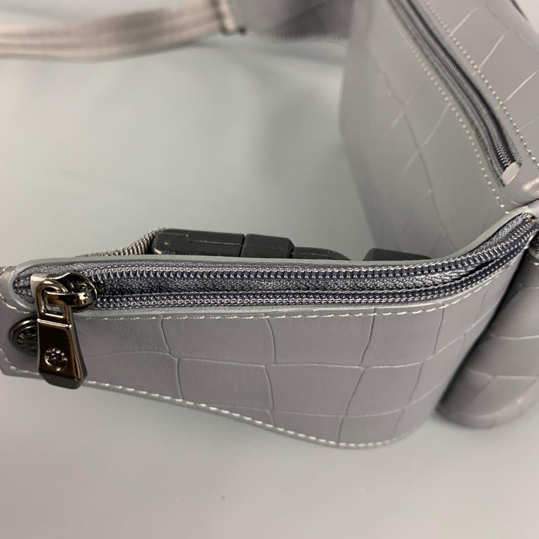 LONGCHAMP Grey Embossed Leather Belt Bag For Sale at 1stDibs