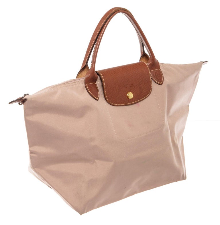 Longchamp Light Pink Nylon Le Pliage Medium tote bag with gold-tone ...