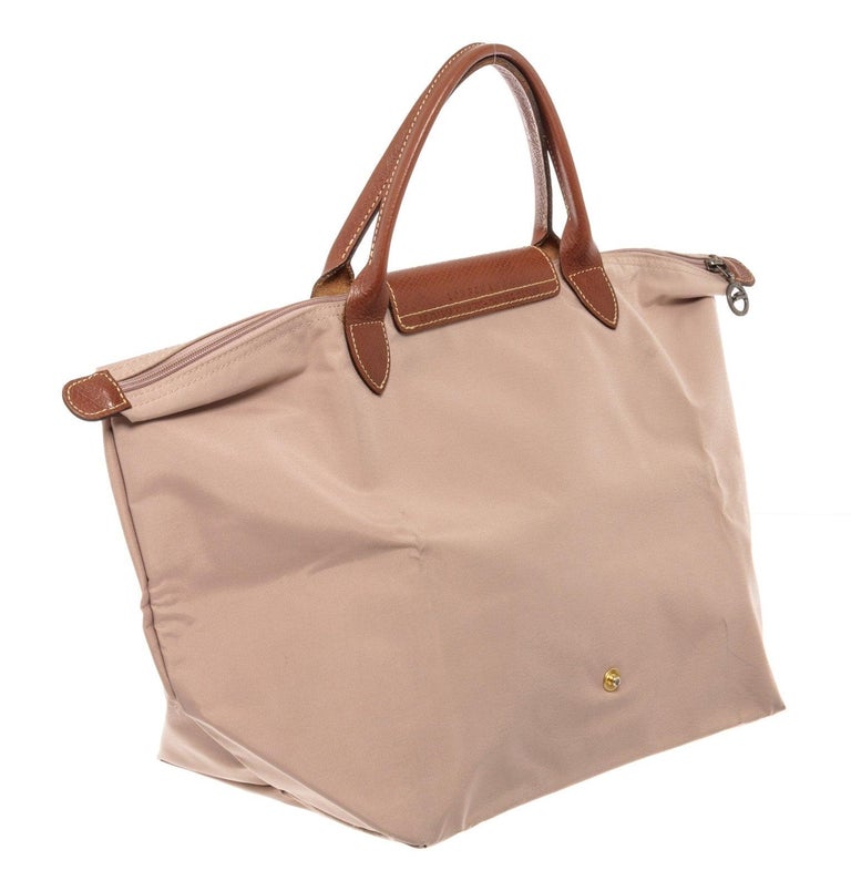 Longchamp Light Pink Nylon Le Pliage Medium tote bag with gold-tone ...