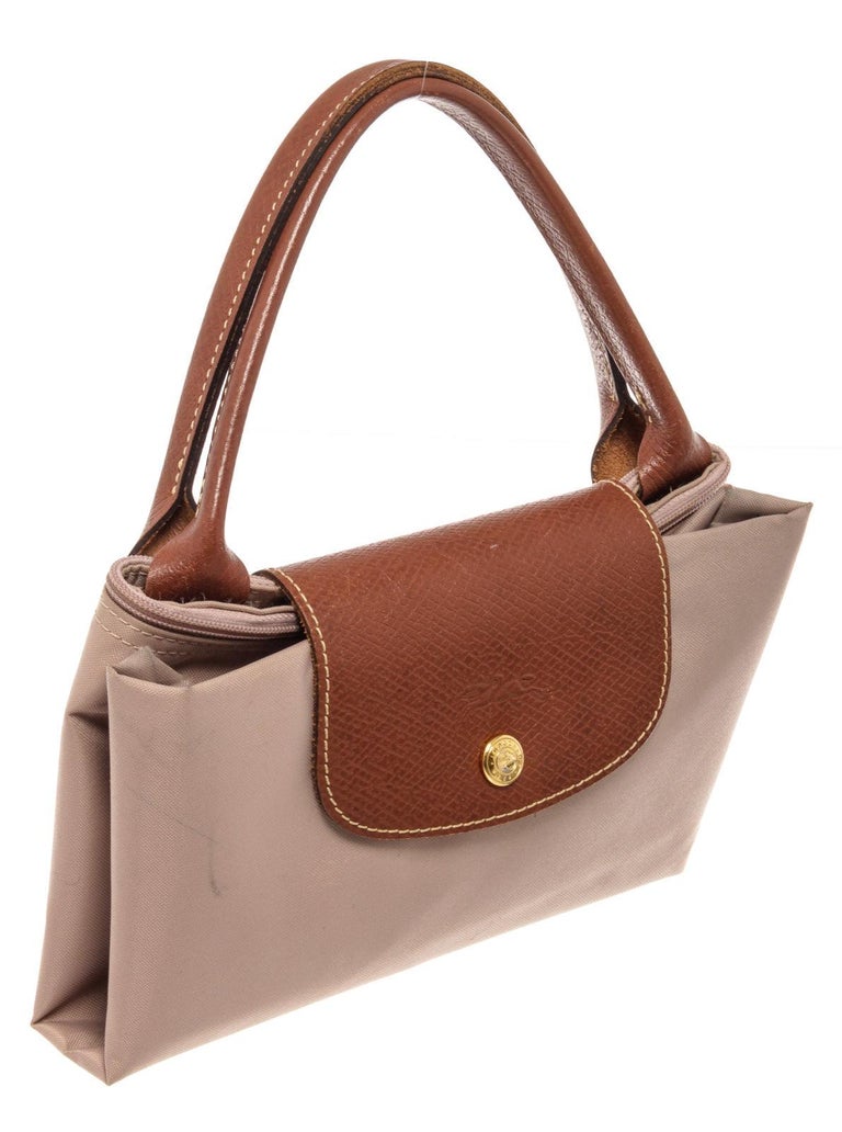 Longchamp Light Pink Nylon Le Pliage Medium tote bag with gold-tone ...
