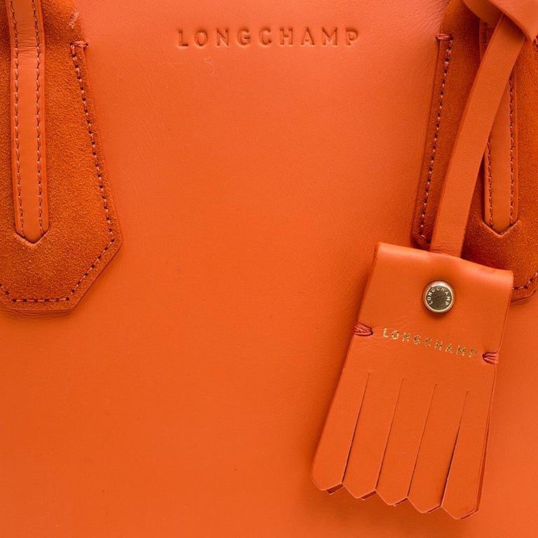 Longchamp Orange Leather and Suede Penelope Fantaisie Tote For Sale at ...