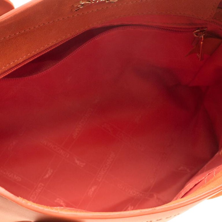 Longchamp Orange Leather and Suede Penelope Fantaisie Tote For Sale at ...
