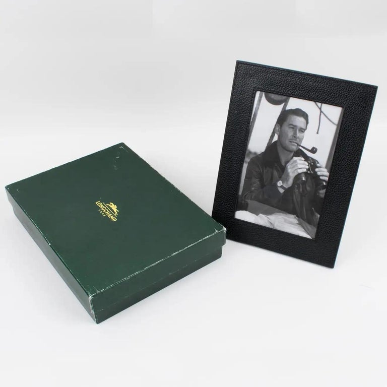 Longchamp Paris Picture Frame Hand-Stitched Black Leather For Sale at ...
