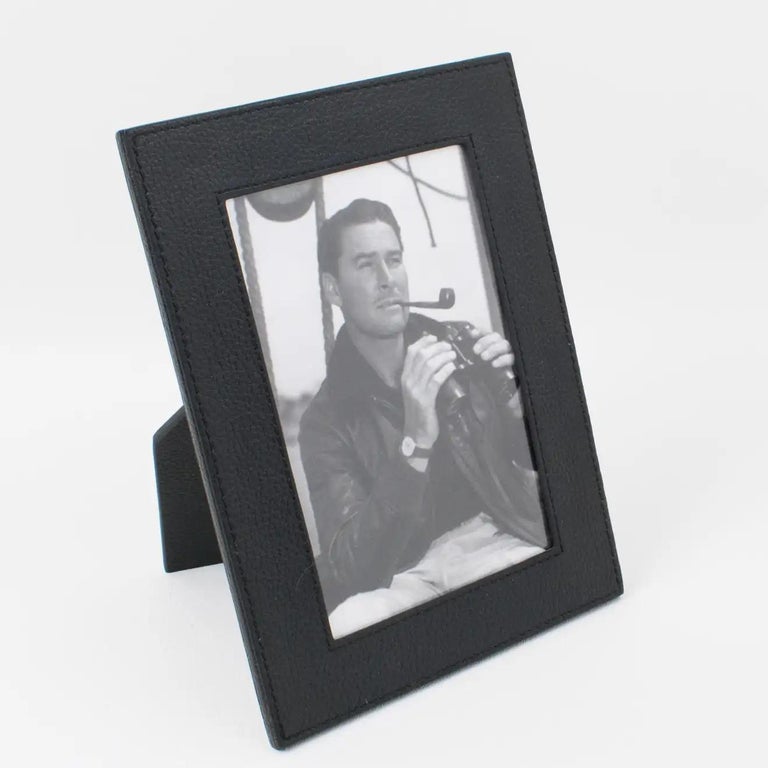 Longchamp Paris Picture Frame Hand-Stitched Black Leather For Sale at ...