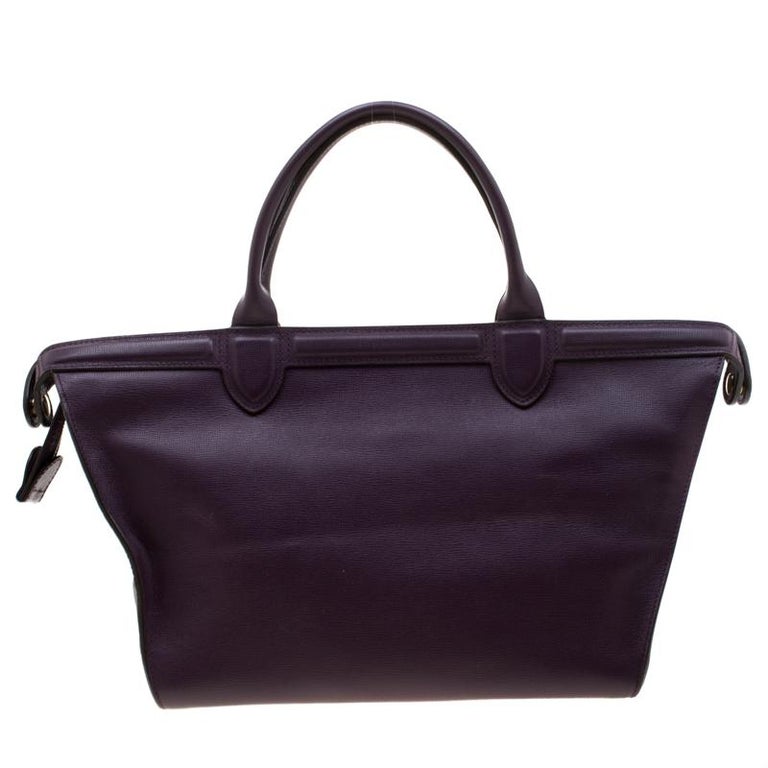 Longchamp Purple Leather Le Pliage Heritage Tote at 1stDibs