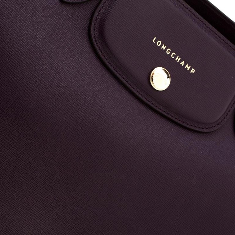 Longchamp Purple Leather Le Pliage Heritage Tote at 1stDibs