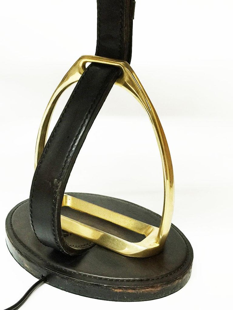 Longchamp Stirrup Stitched Leather Lamps, France, 1950s For Sale at 1stDibs