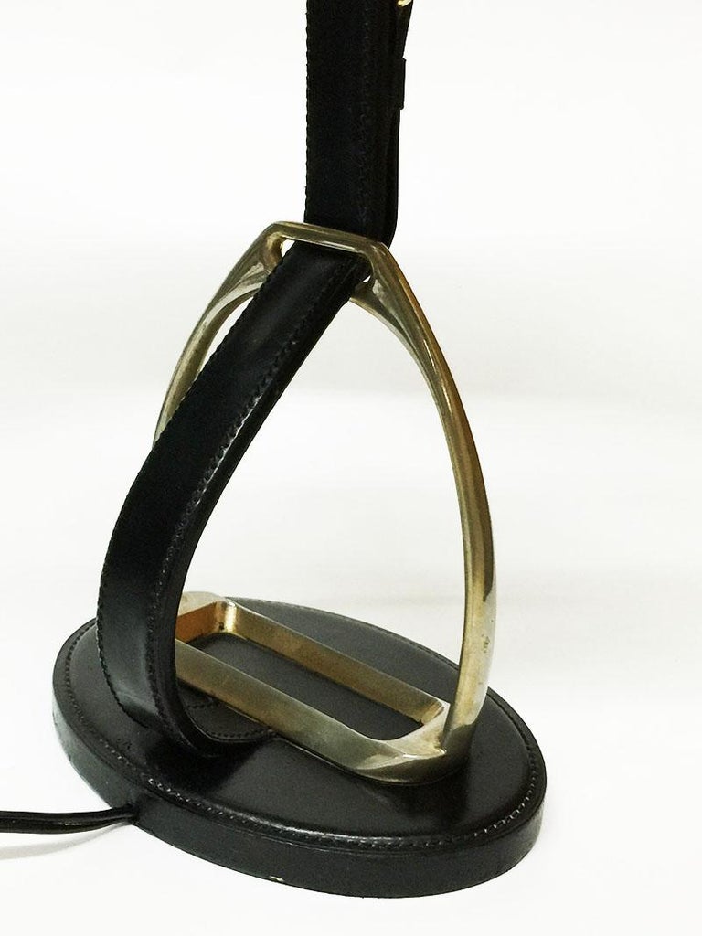 Longchamp Stirrup Stitched Leather Lamps, France, 1950s For Sale at 1stDibs