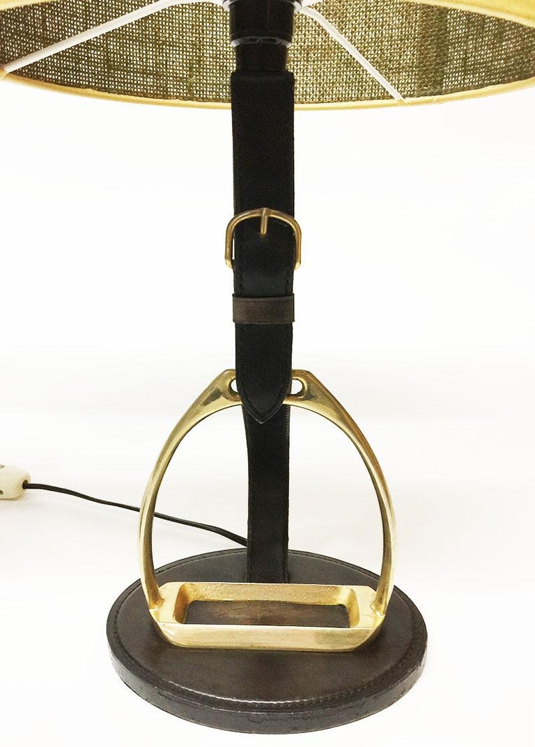 Longchamp Stirrup Stitched Leather Lamps, France, 1950s For Sale at 1stDibs