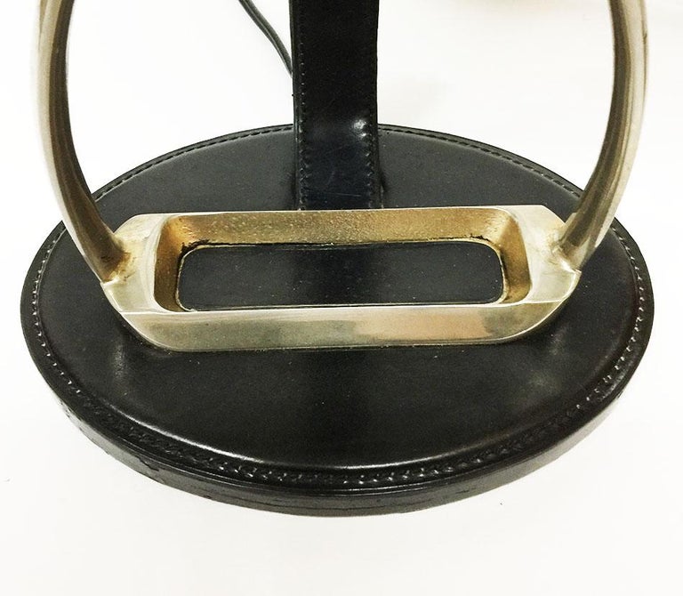 Longchamp Stirrup Stitched Leather Lamps, France, 1950s For Sale at 1stDibs