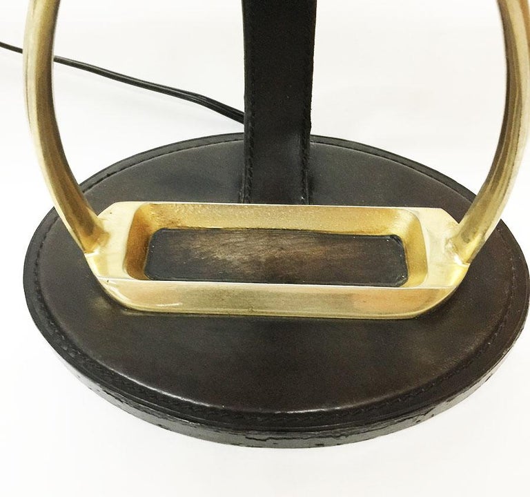 Longchamp Stirrup Stitched Leather Lamps, France, 1950s For Sale at 1stDibs