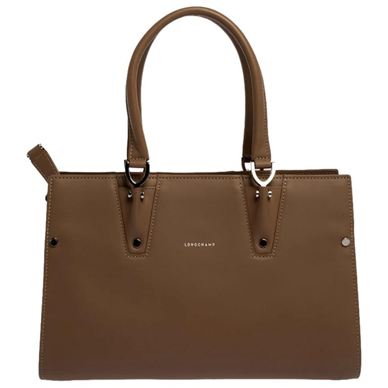 Longchamp Taupe Leather Small Paris Premiere Tote at 1stDibs