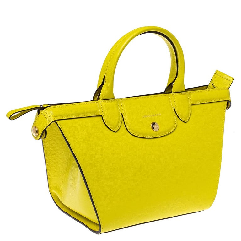 Longchamp Yellow Leather Le Pliage Heritage Tote at 1stDibs