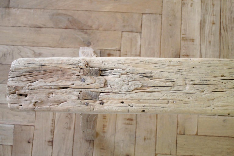 Longer Antique Bleached Elm wood Bench at 1stDibs