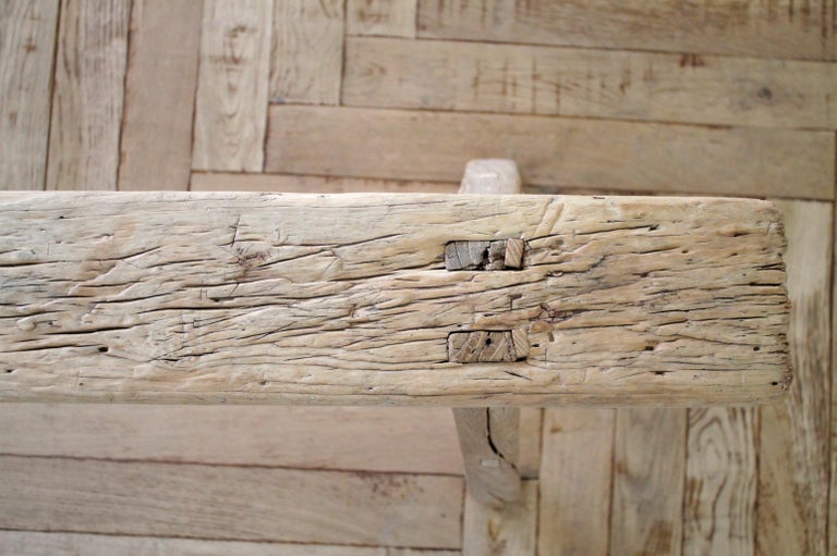 Longer Antique Bleached Elm wood Bench at 1stDibs