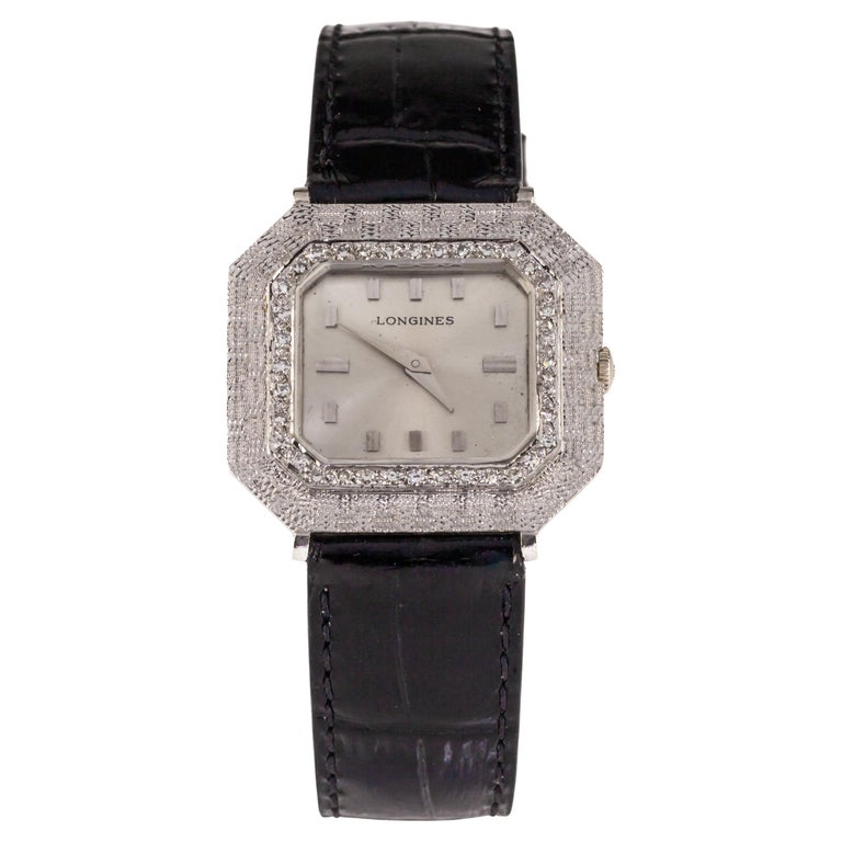 LONGINES WATCH. 14k Longines Diamond Mens Watch with 13 diamond Face ...