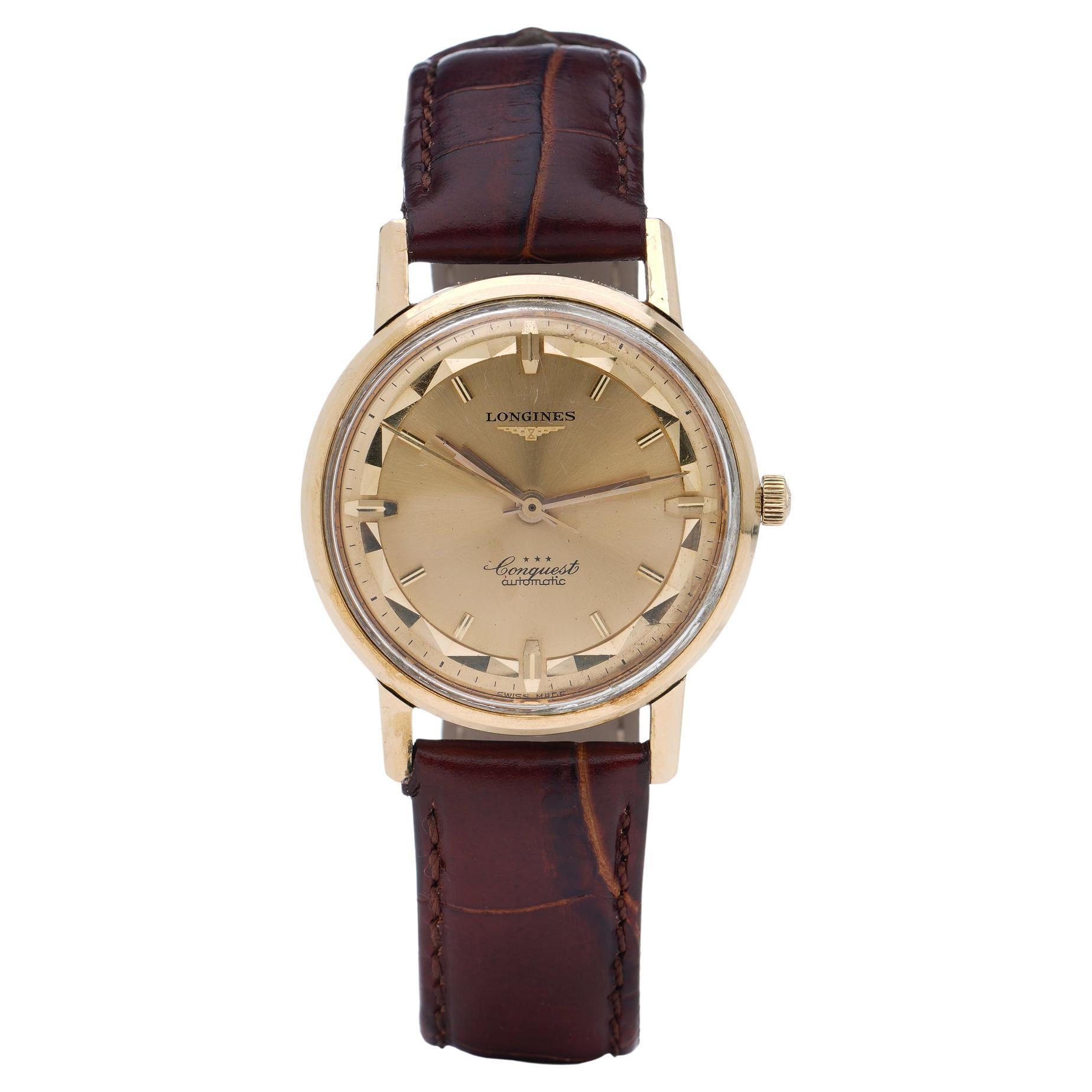 Longines Yellow Gold Conquest Wristwatch circa 1960s at 1stDibs