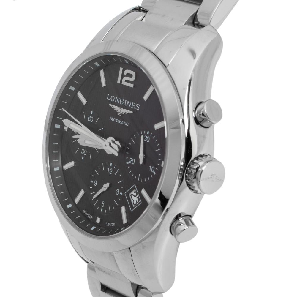 Longines Black Stainless Steel Conquest Classic Men's Wristwatch 41 mm ...