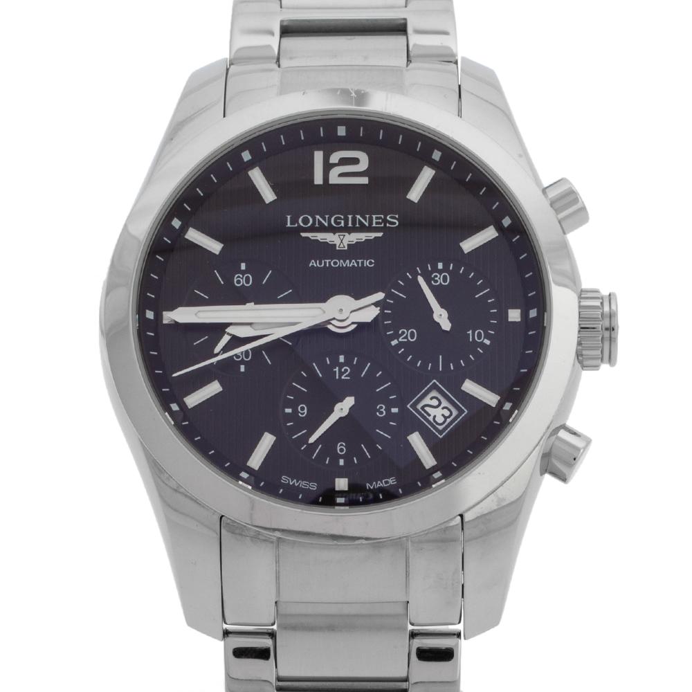 Longines Black Stainless Steel Conquest Classic Men's Wristwatch 41 mm ...