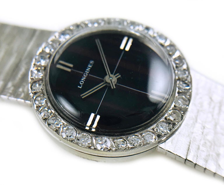 Longines Diamond Gold Watch, circa 1955s For Sale at 1stdibs