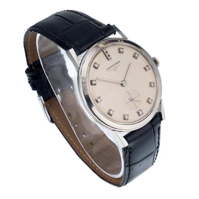 Longines Diamond White Gold Unisex Wristwach at 1stDibs