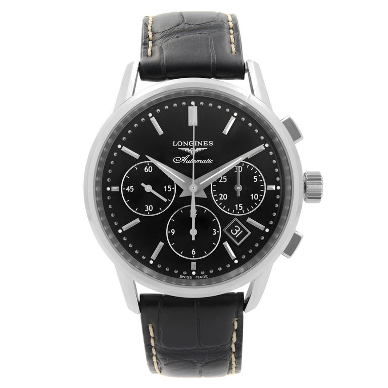 Longines Heritage Collection Steel Chronograph Black Dial Mens Watch ...