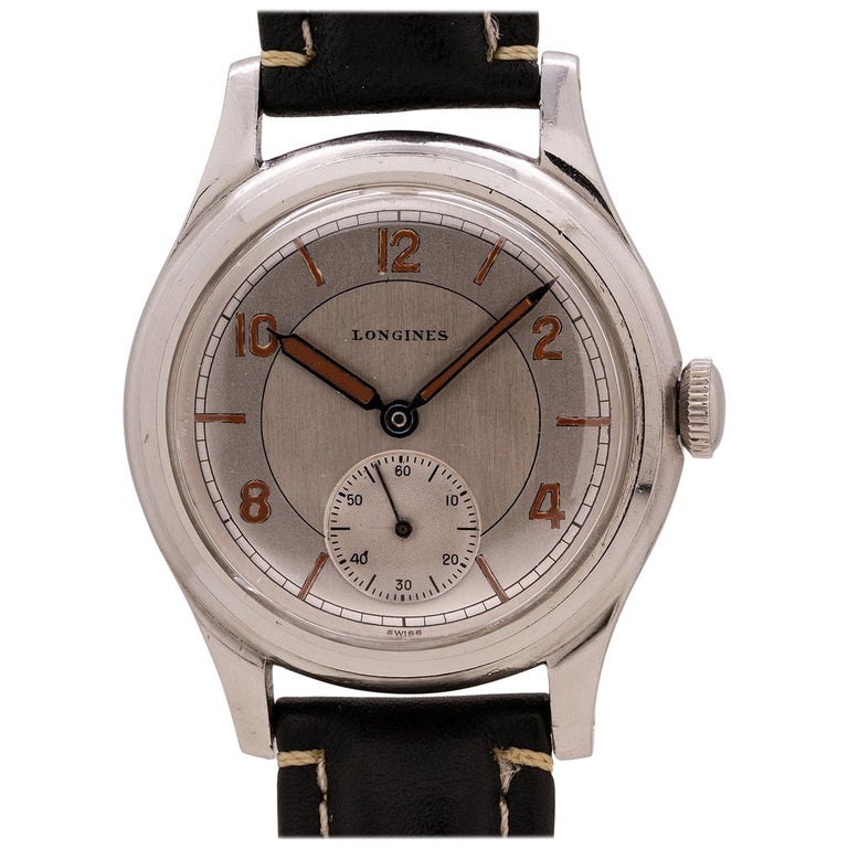 Longines Oversize Stainless Steel Sector Dial, circa 1940s at 1stDibs ...