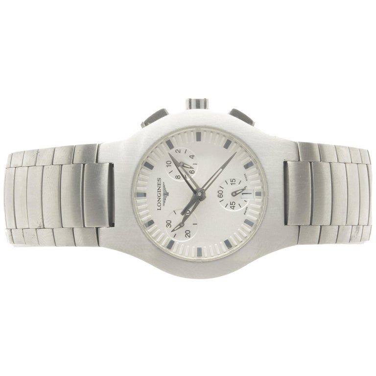 Longines Stainless Steel Oposition Chronograph For Sale at 1stDibs