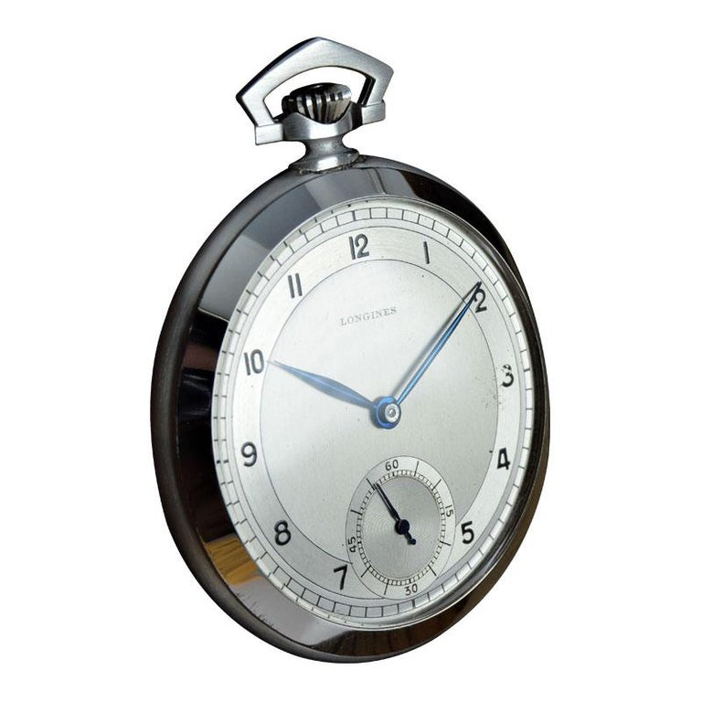 Longines Steel Art Deco Open Face Pocket Watch Original Dial, circa ...