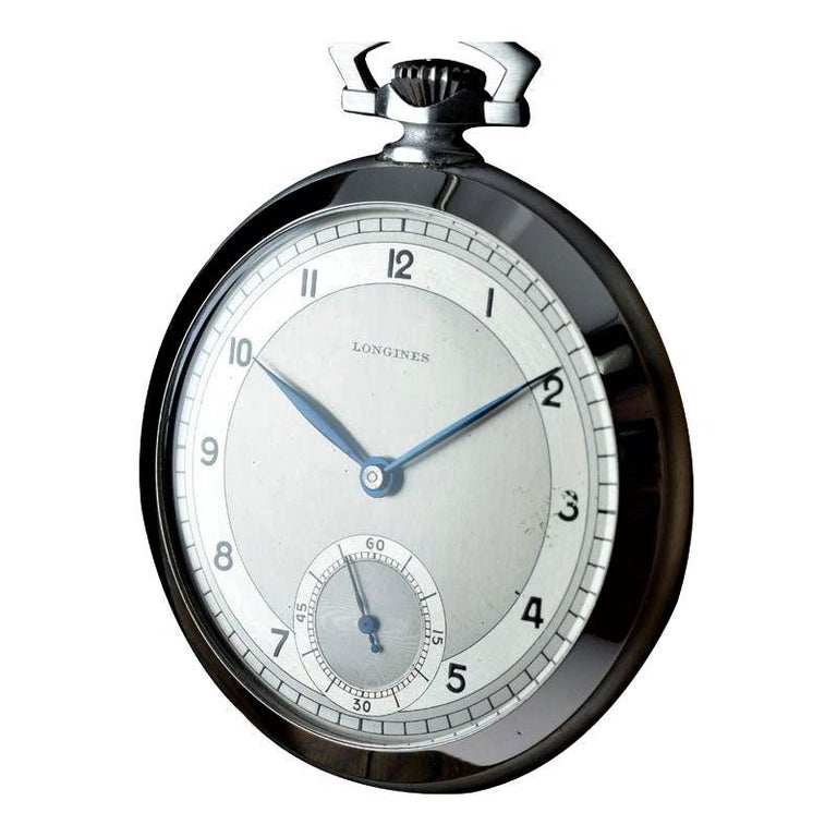 Longines Steel Art Deco Open Face Pocket Watch Original Dial, circa ...