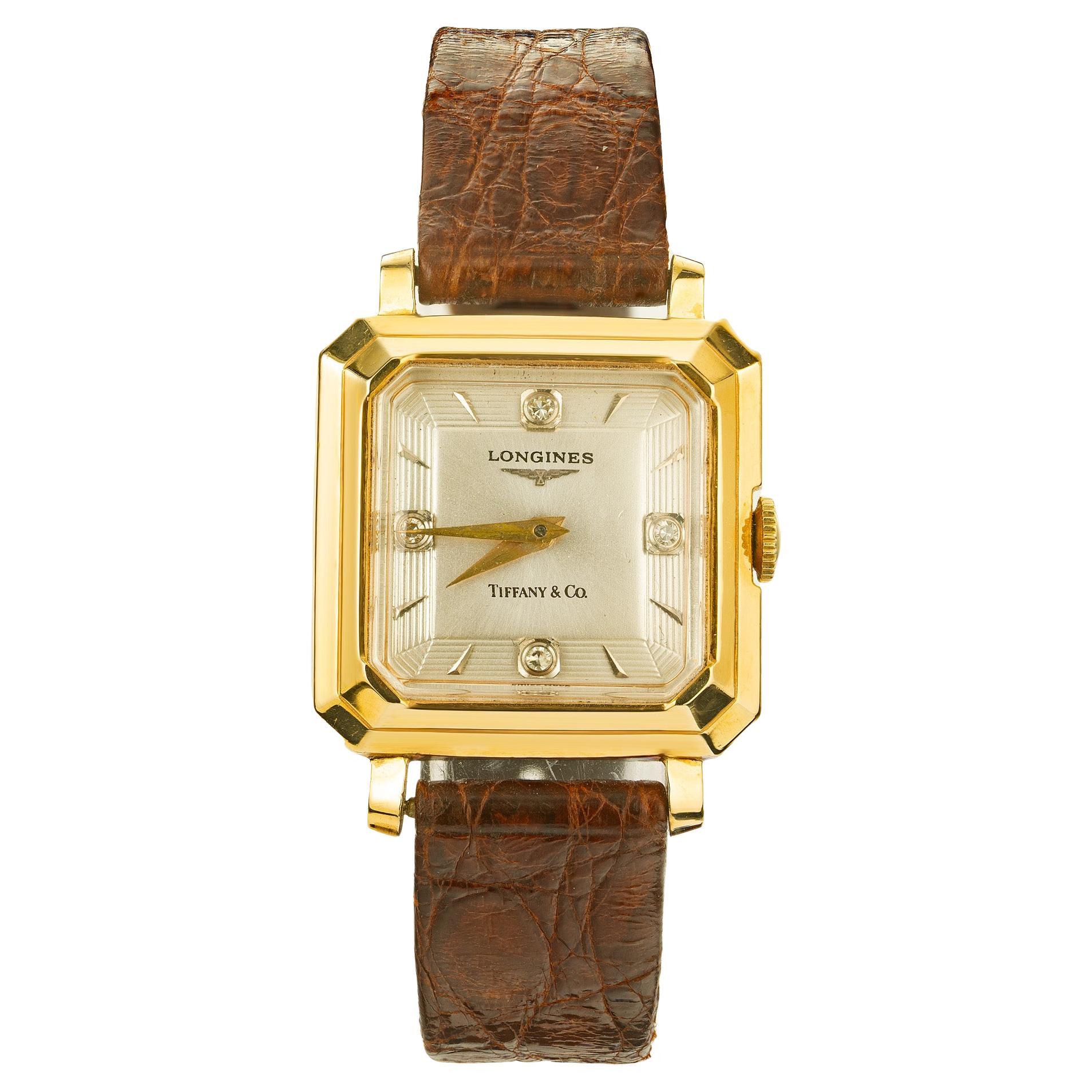 Longines Tiffany and Co. Diamond Yellow Gold Wristwatch For Sale at ...
