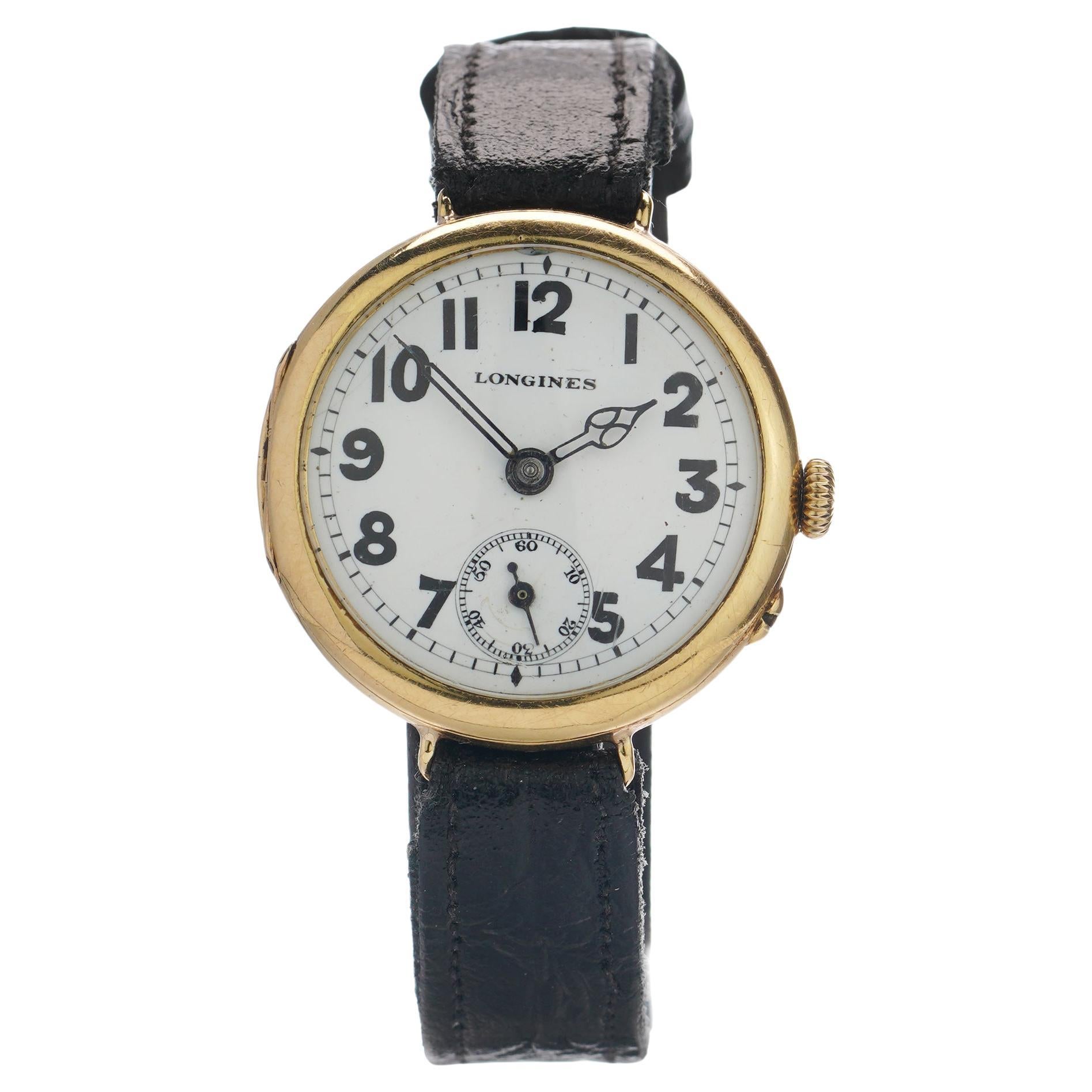 Longines Yellow Gold Oversized Wristwatch circa 1950s at 1stDibs