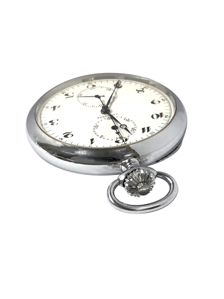 Longines Vintage Steel Chronograph Pocket Watch with Original Box and ...