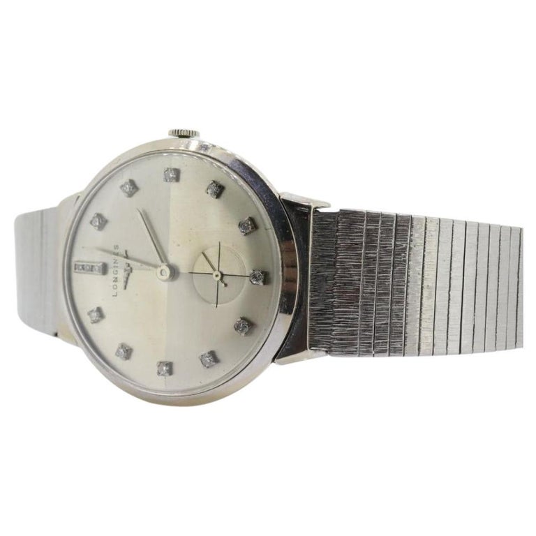 LONGINES WATCH. 14k Longines Diamond Mens Watch with 14 diamond Face ...