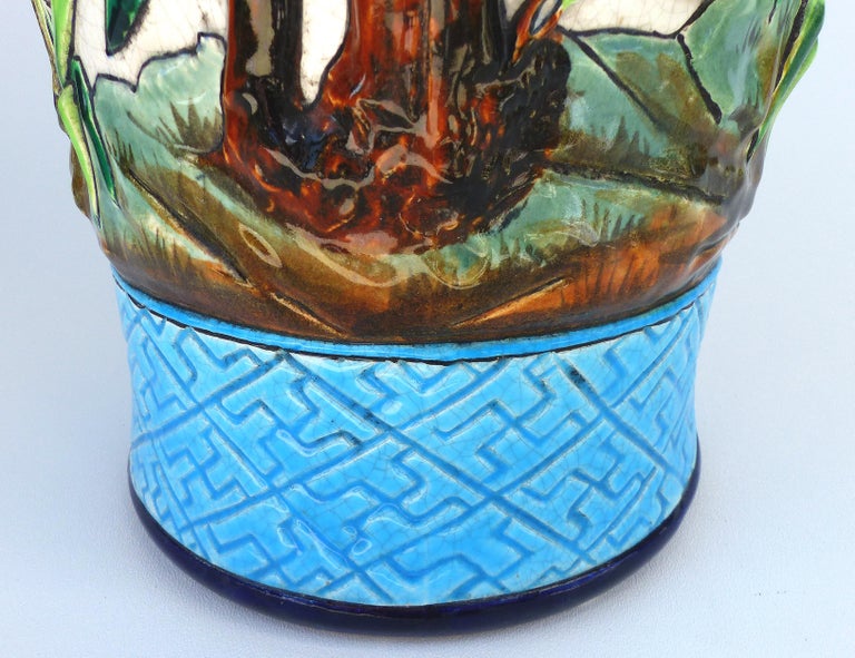 Longwy Enamel Vases in High Relief, circa 1885 For Sale at 1stDibs