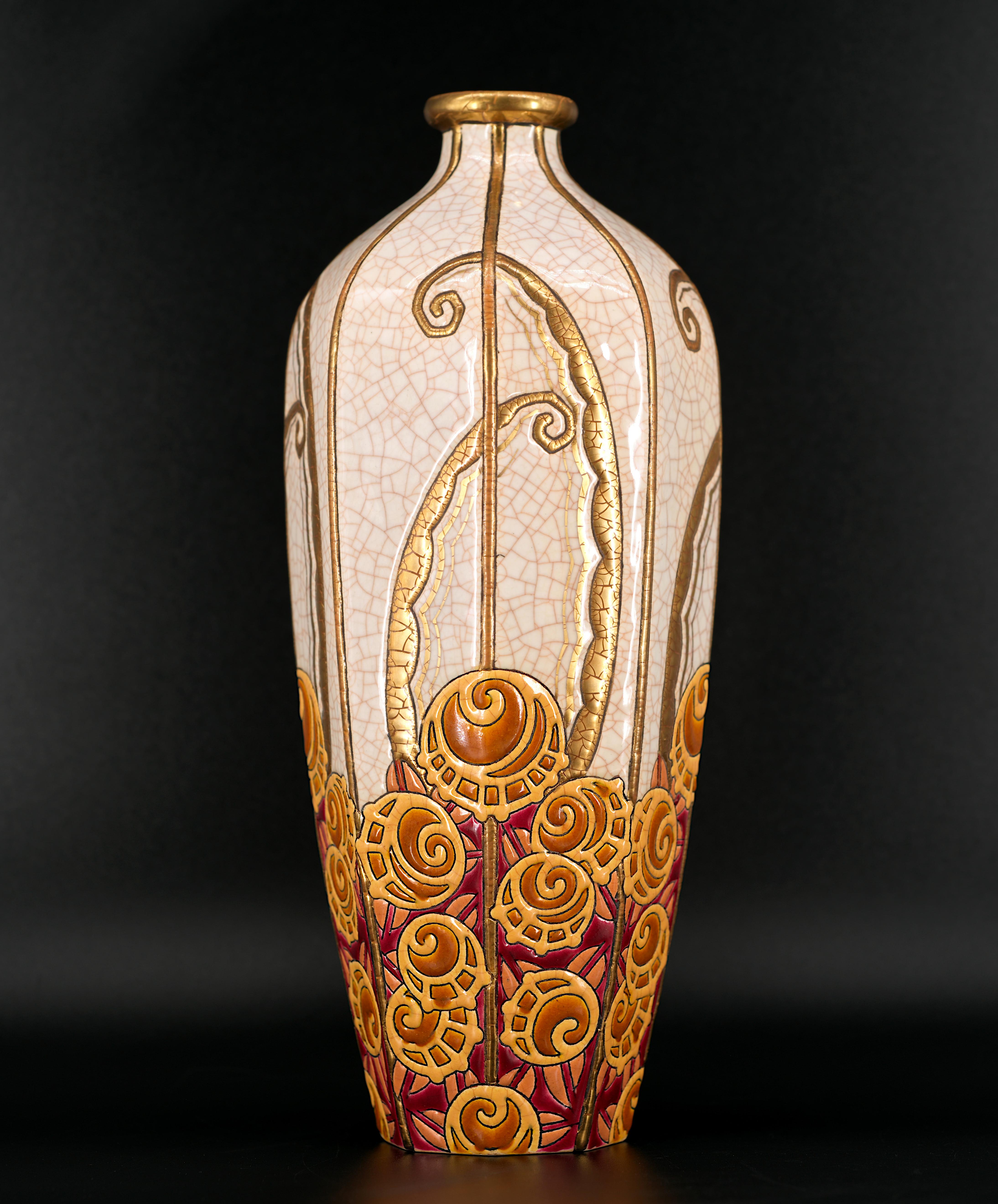 Longwy French Art Deco Ceramic Vase, 1925 For Sale at 1stDibs