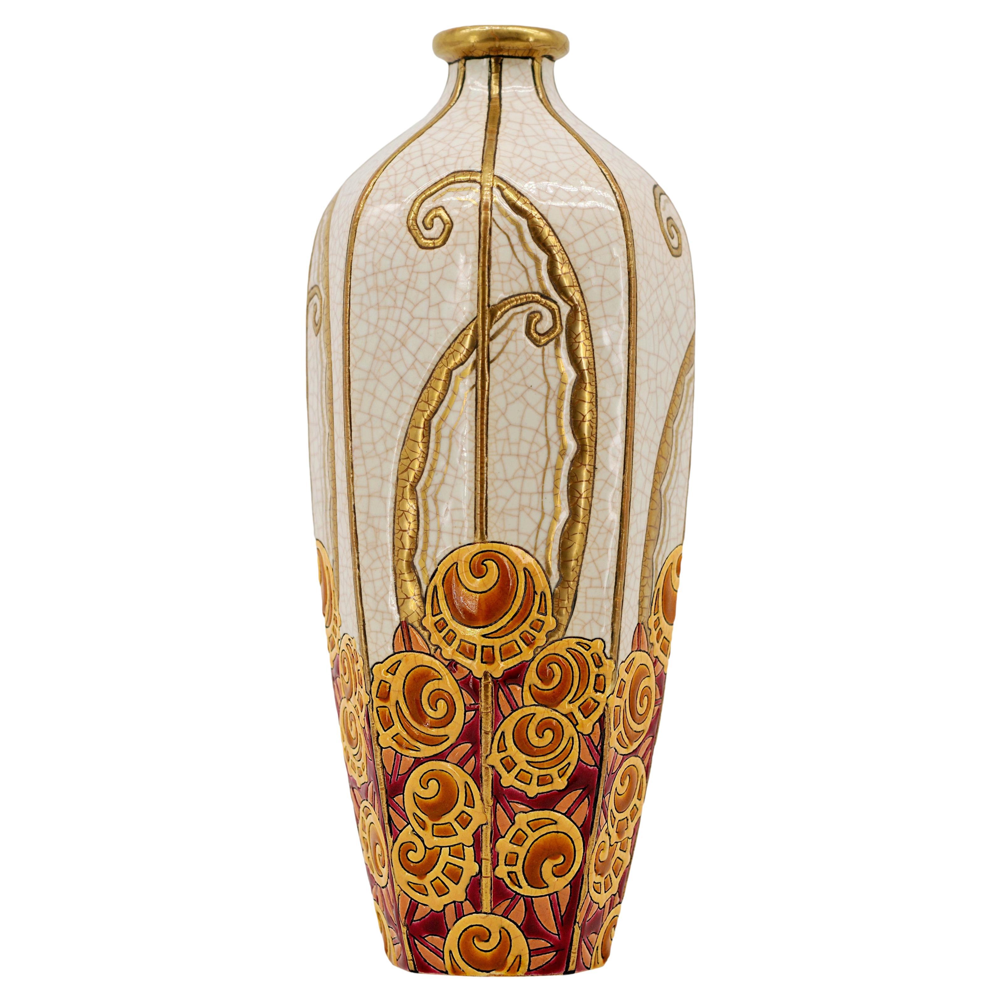 Longwy French Art Deco Ceramic Vase, 1925 For Sale at 1stDibs
