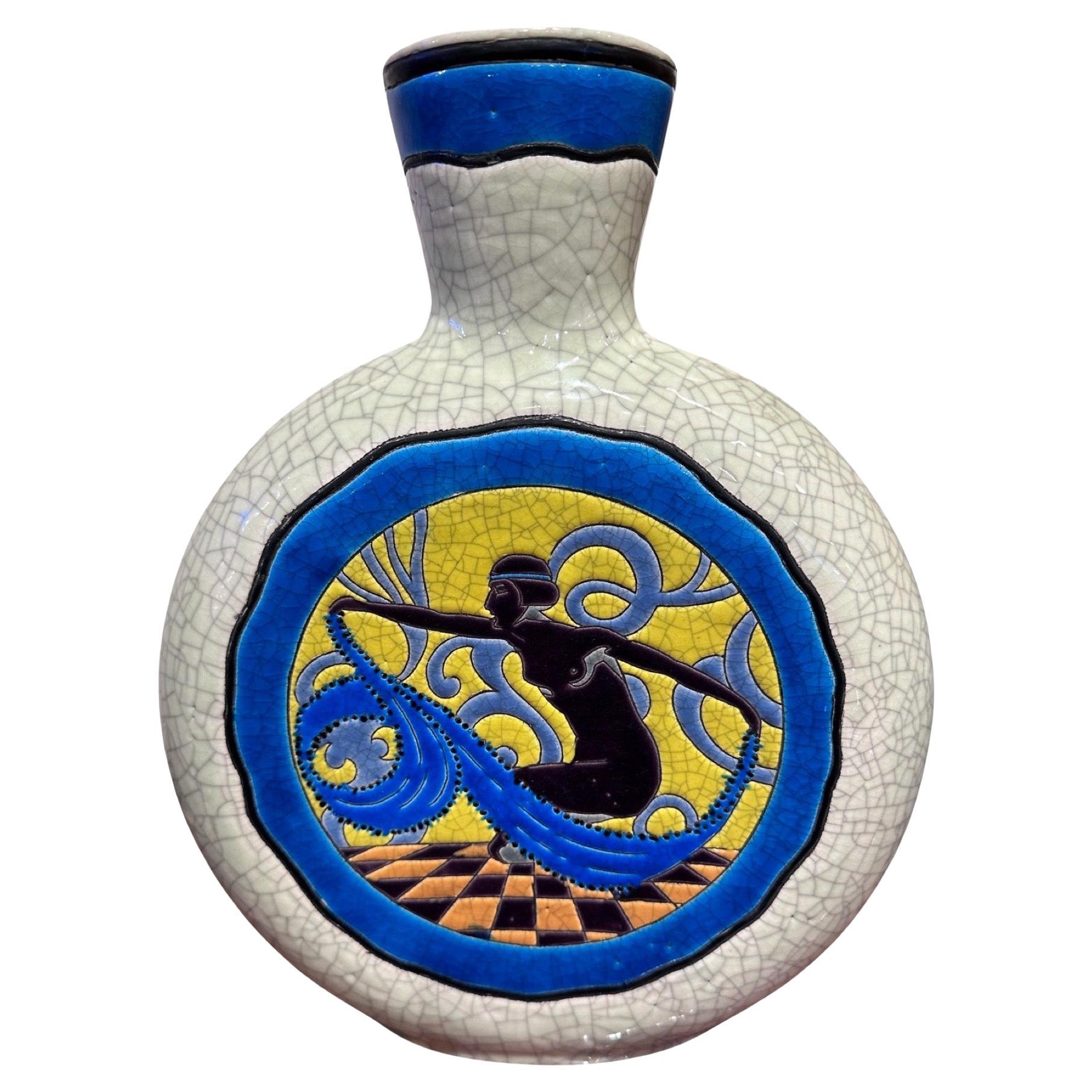 Longwy Pottery Vase, Signed For Sale at 1stDibs | longwy vase, longwy ...