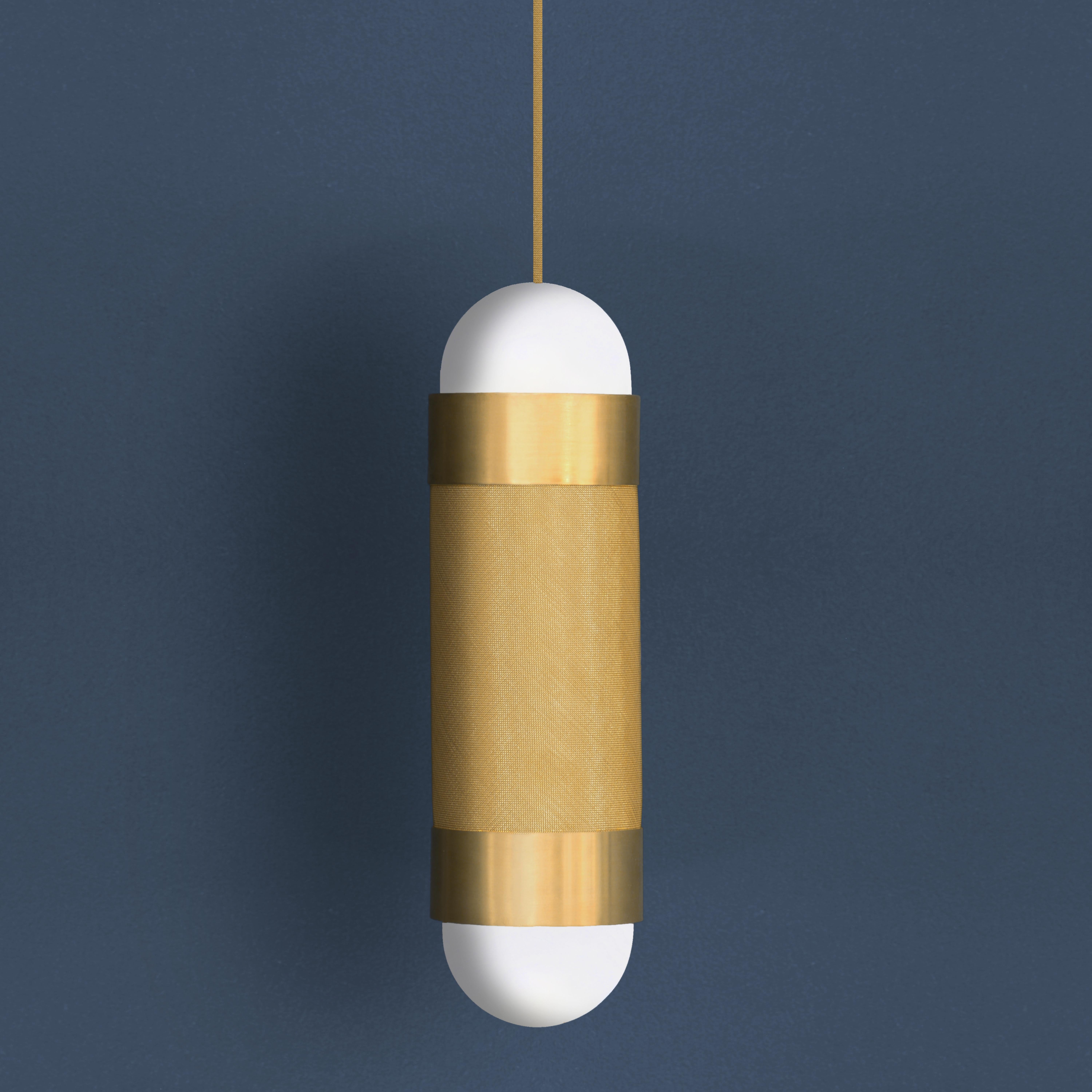 Loom Brushed Brass and Borosilicate Glass Pendant Light For Sale at 1stDibs