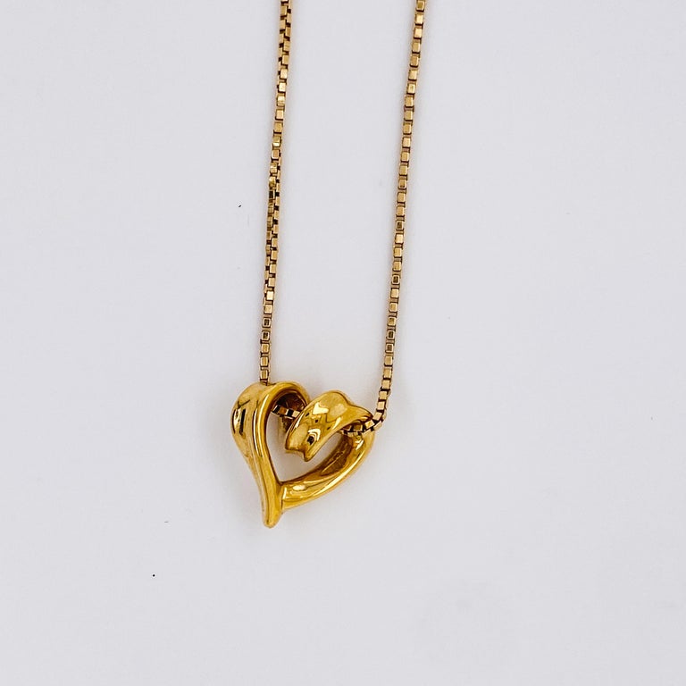 Vintage Ribbon Heart Loop Pendant in 14K Yellow Gold with 18.5-inch Box ...