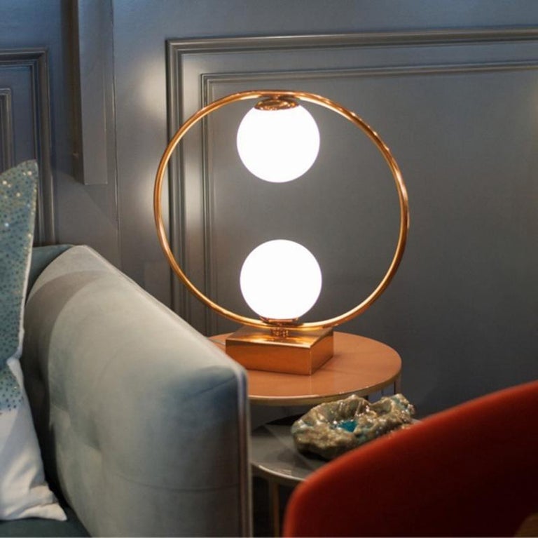 Art Deco Inspired Contemporary Loop II Table Lamp Polished Brass For Sale at 1stDibs