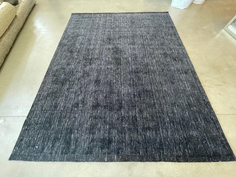 Loop Plain Black and White Design Indian Area Rug For Sale at 1stDibs