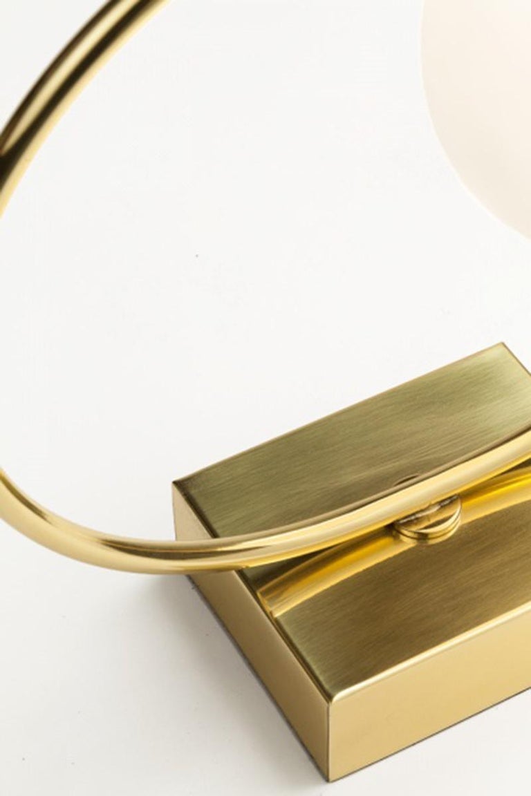 Handcrafted Loop Table Lamp Polished Copper and Frosted Glass Globe For ...