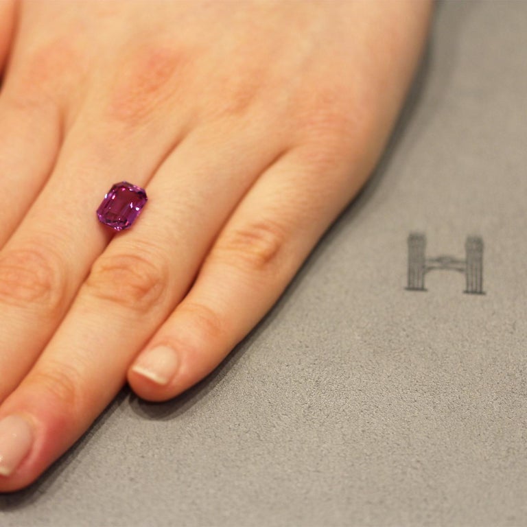 Loose Magenta Sapphire 3.55 Carats Emerald Cut Gemstone For Sale at 1stDibs